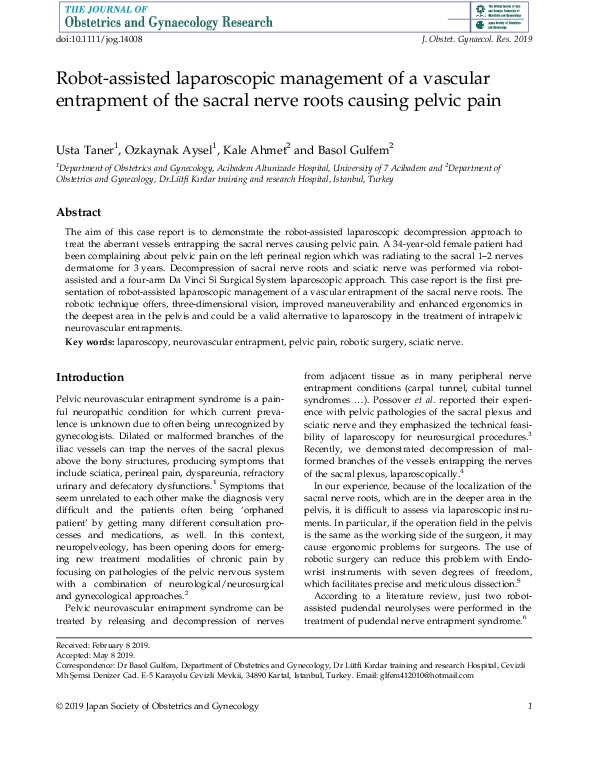 (PDF) Robot‐assisted laparoscopic management of a vascular entrapment ...
