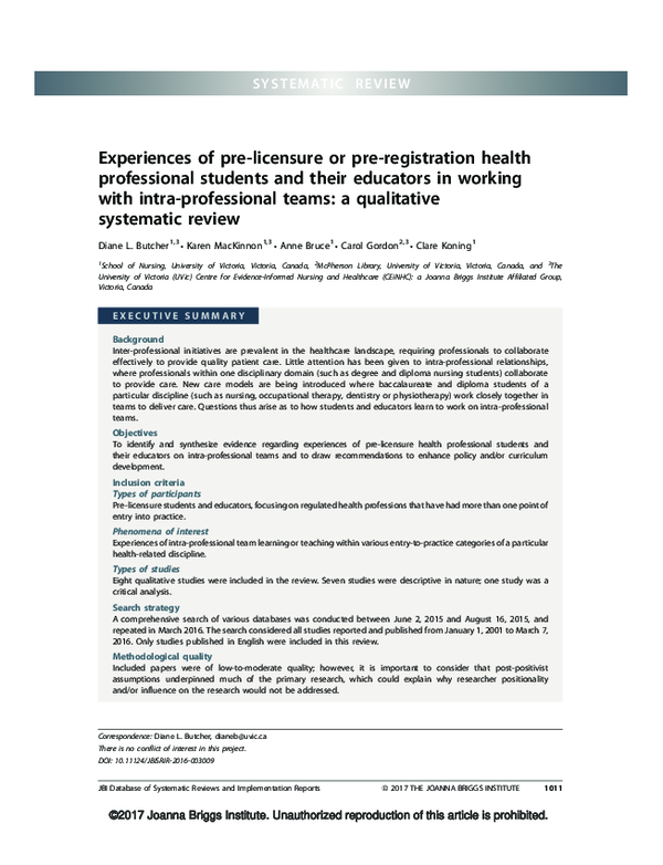 (PDF) The experiences of pre-licensure or pre-registration health ...