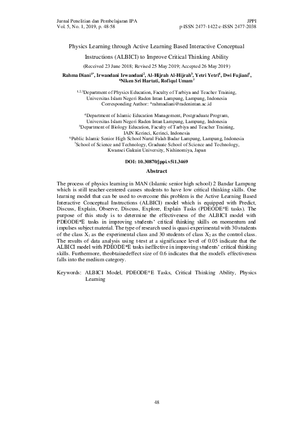 (PDF) Physics Learning through Active Learning Based Interactive Conceptual Instructions (ALBICI ...