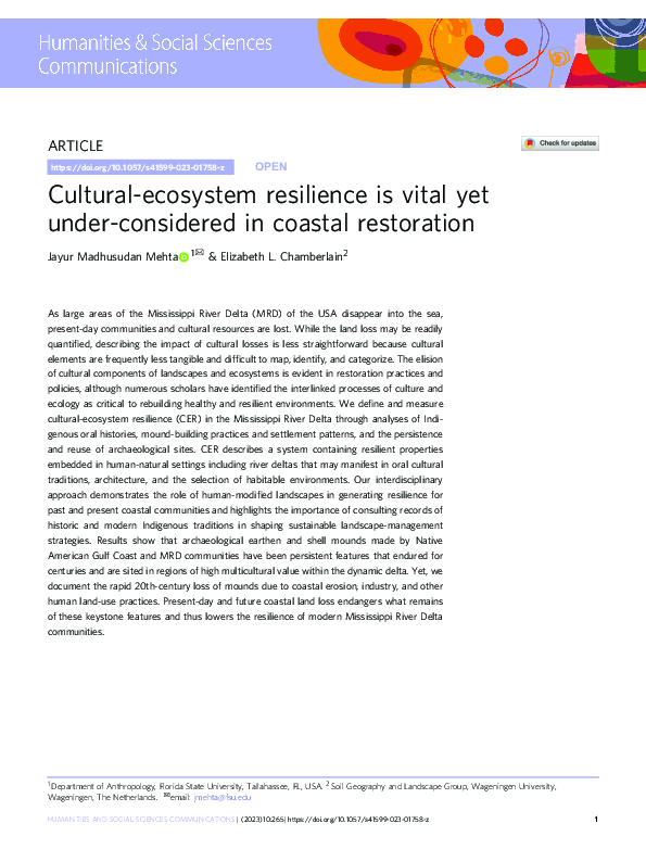 (PDF) Cultural-ecosystem resilience is vital yet under-considered in ...