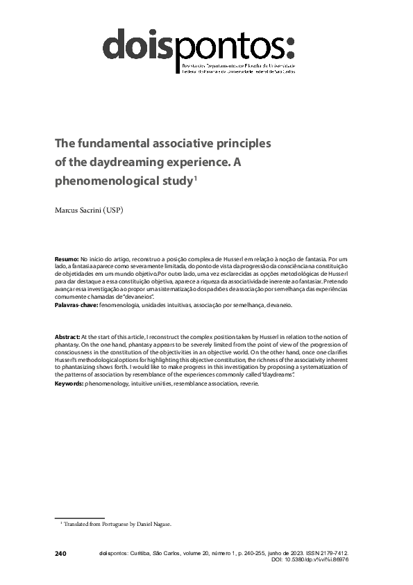 (PDF) The fundamental associative principles of the daydreaming experience A phenomenological study