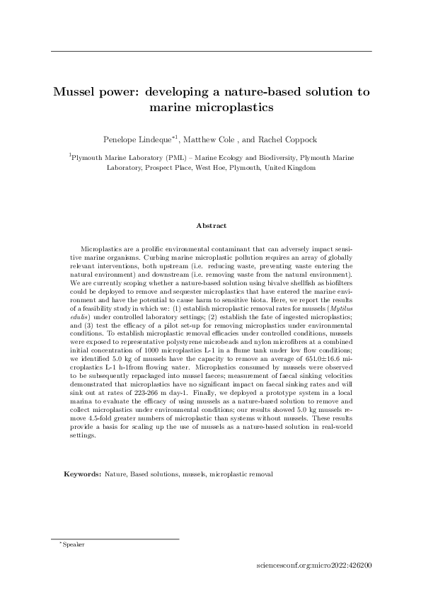 (PDF) Mussel power: developing a nature-based solution to marine ...