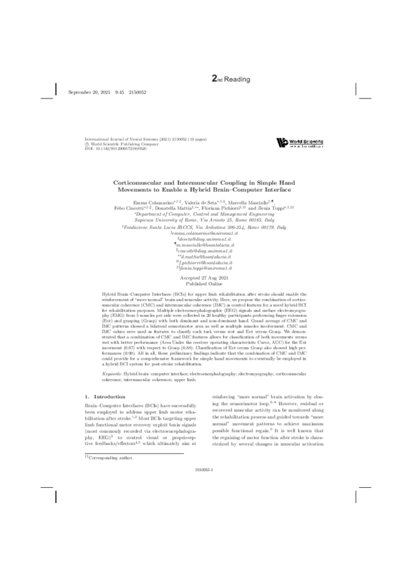 (PDF) Corticomuscular and Intermuscular Coupling in Simple Hand Movements to Enable a Hybrid ...