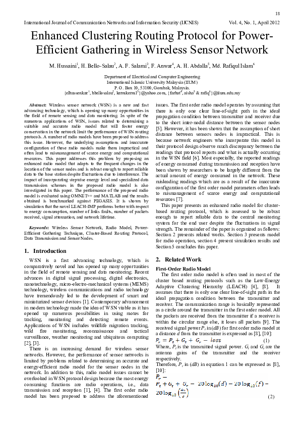 (PDF) Enhanced Clustering Routing Protocol for Power-Efficient ...