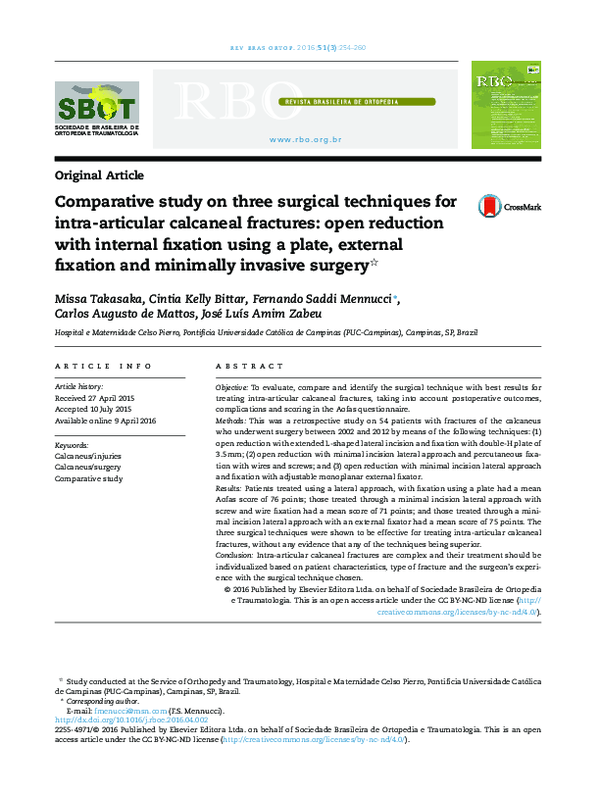 (PDF) Comparative study on three surgical techniques for intra-articular calcaneal fractures ...