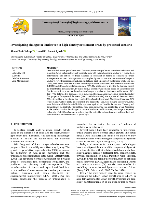 (PDF) Investigating changes in land cover in high-density settlement ...
