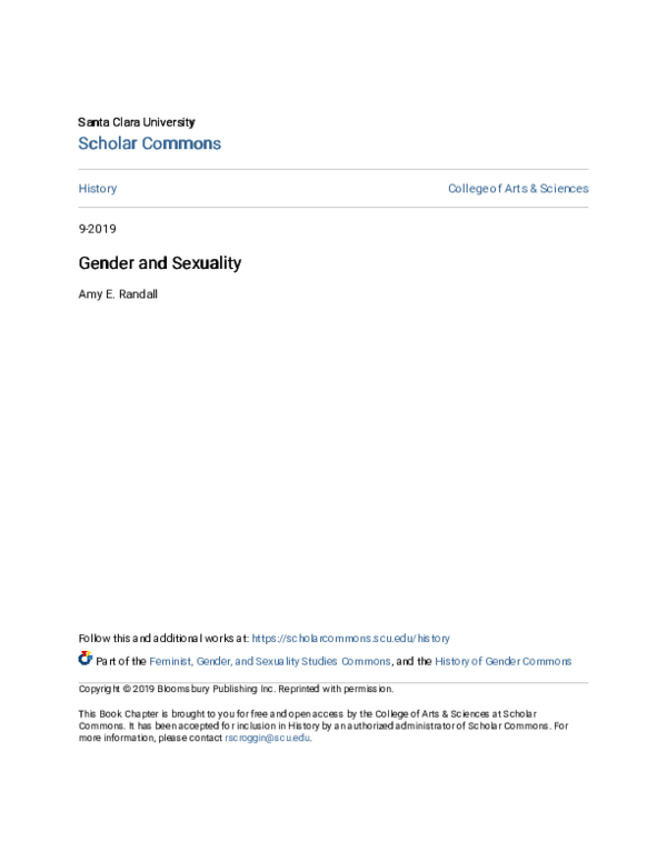 (PDF) Amy E. Randall, "Gender and Sexuality"