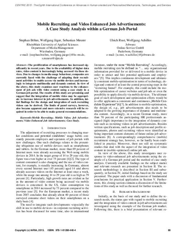 (PDF) Mobile Recruiting and Video Enhanced Job Advertisements: A Case ...