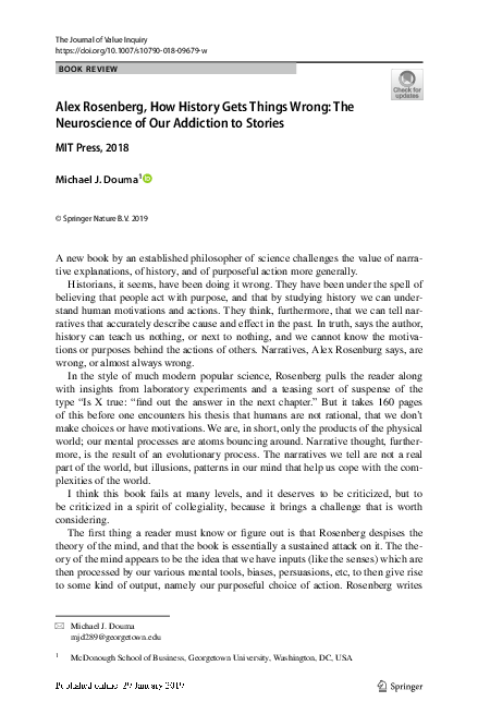 (PDF) Alex Rosenberg, How History Gets Things Wrong: The Neuroscience of Our Addiction to Stories