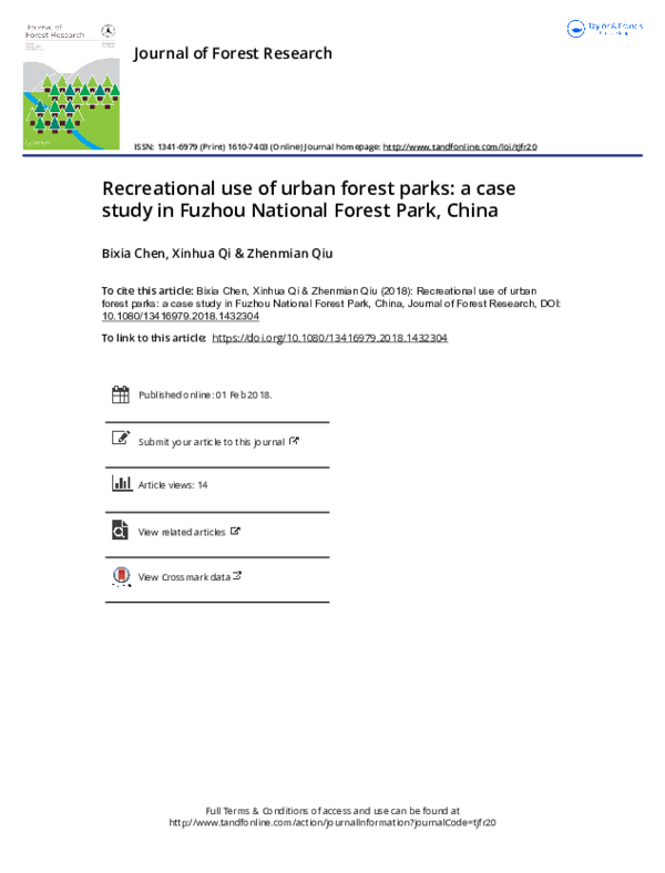 (PDF) Recreational use of urban forest parks: a case study in Fuzhou ...