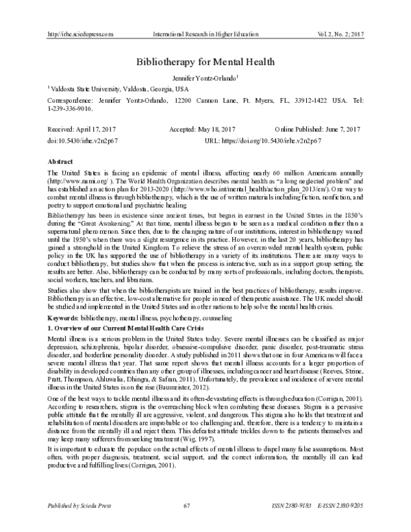 (PDF) Bibliotherapy for Mental Health