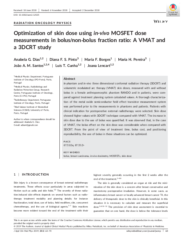 (PDF) Optimization of skin dose using in-vivo MOSFET dose measurements ...