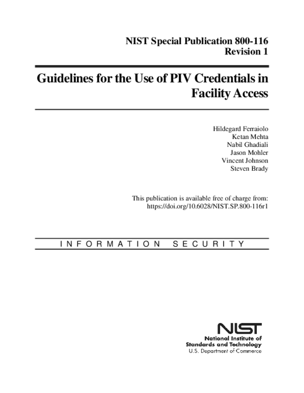(PDF) Guidelines for the use of PIV credentials in facility access