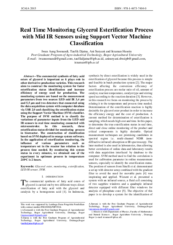 (PDF) Real Time Monitoring Glycerol Esterification Process with Mid IR ...