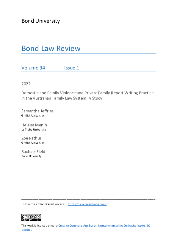 (PDF) Domestic and Family Violence and Private Family Report Writing ...