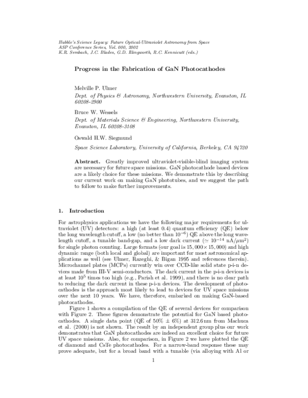 (PDF) Progress in the fabrication of GaN photocathodes