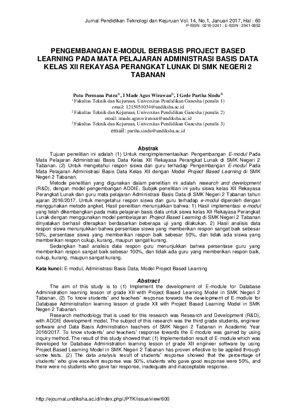 (PDF) Pengembangan E-Modul Berbasis Project Based Learning Pada Mata Pelajaran Administrasi ...