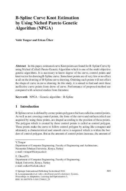 (PDF) B-Spline Curve Knot Estimation by Using Niched Pareto Genetic Algorithm (NPGA)