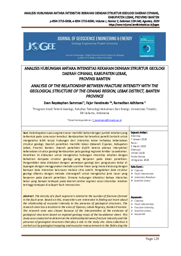 (PDF) Analisis Hubungan Antara Intensitas Rekahan Dengan Struktur ...
