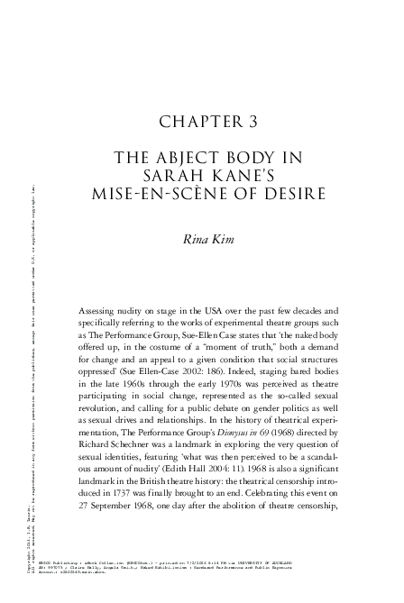 (PDF) The Abject Body in Sarah Kane’s Mise-En-Scène of Desire