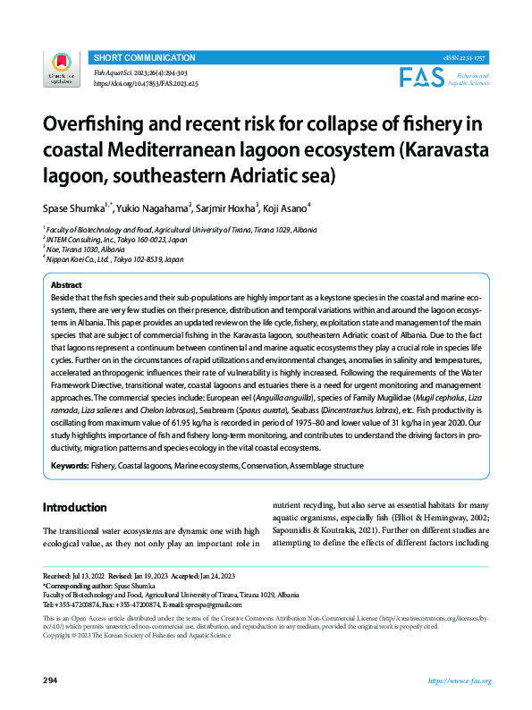 (PDF) Overfishing and recent risk for collapse of fishery in coastal ...