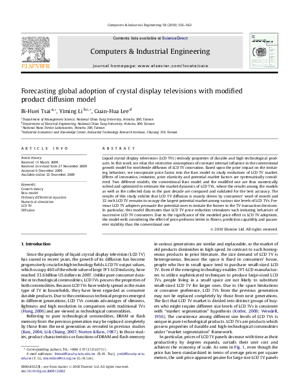 (PDF) Forecasting global adoption of crystal display televisions with ...
