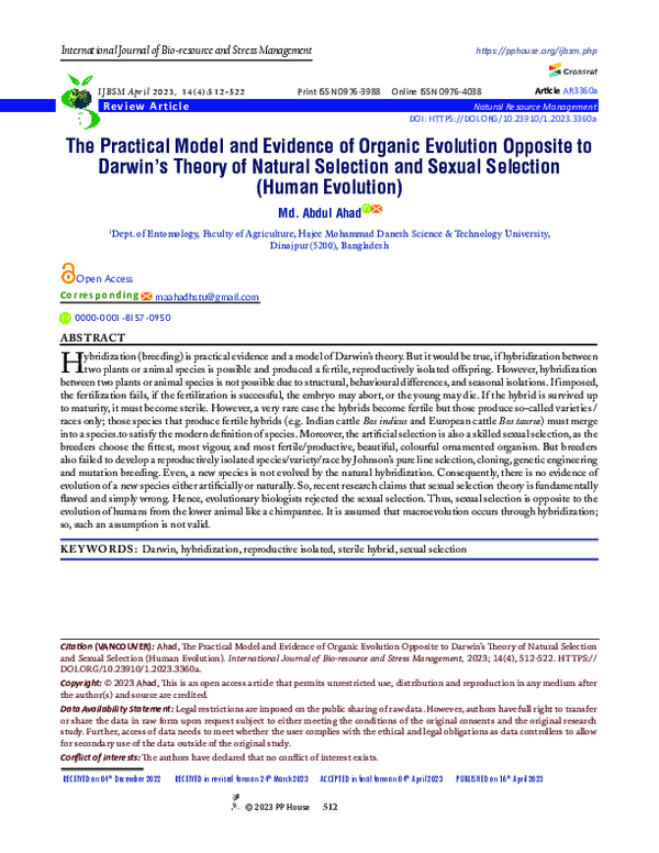 (PDF) The Practical Model and Evidence of Organic Evolution Opposite to ...