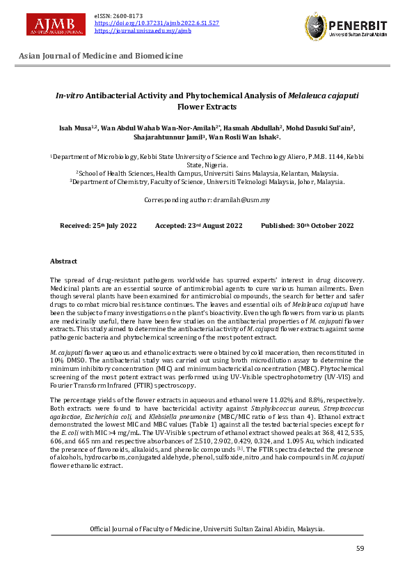 (PDF) In-vitro Antibacterial Activity and Phytochemical Analysis of ...