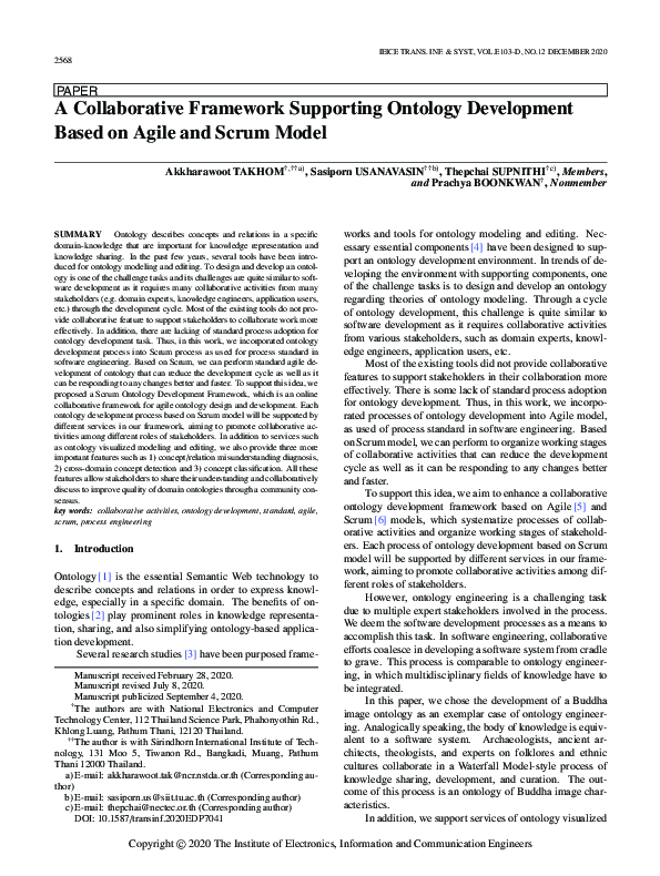 (PDF) A Collaborative Framework Supporting Ontology Development Based on Agile and Scrum Model