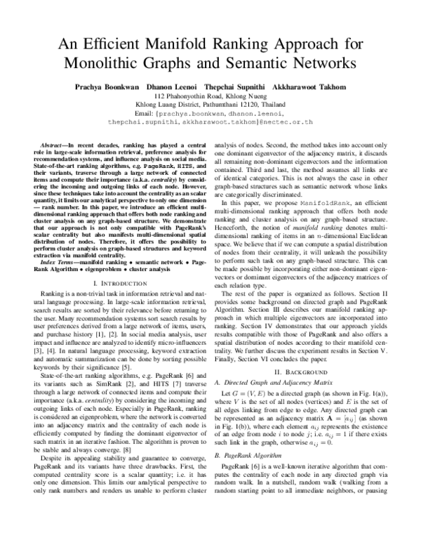 (PDF) An Efficient Manifold Ranking Approach for Monolithic Graphs and Semantic Networks