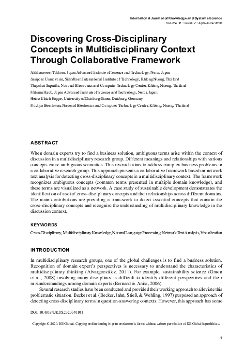 (PDF) Discovering Cross-Disciplinary Concepts in Multidisciplinary Context Through Collaborative ...