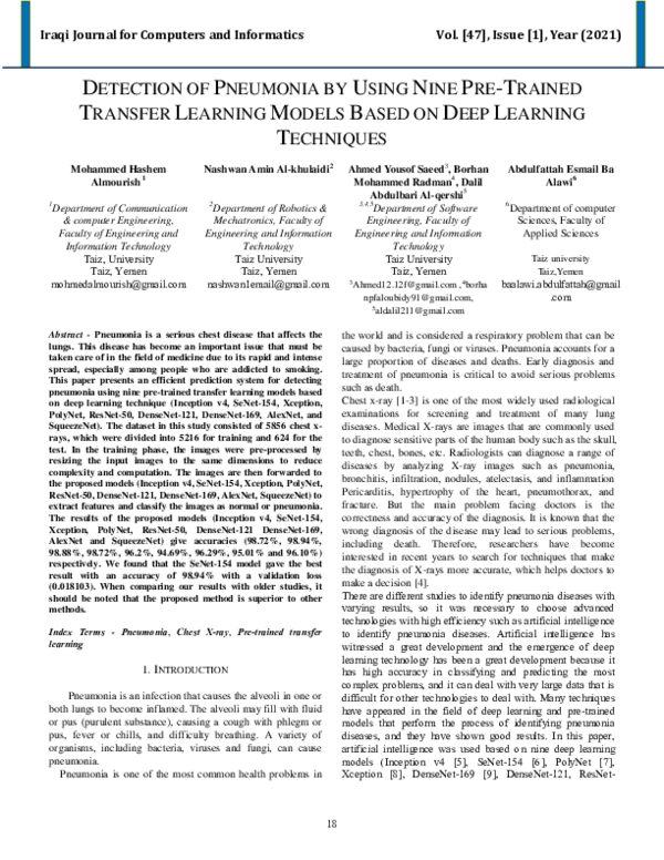(PDF) Detection of Pneumonia by Using Nine Pre-Trained Transfer ...