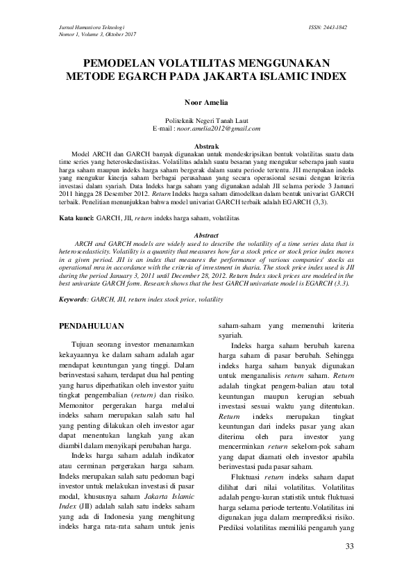 (PDF) Pemodelan Volatilitas Menggunakan Metode Egarch Pada Jakarta ...