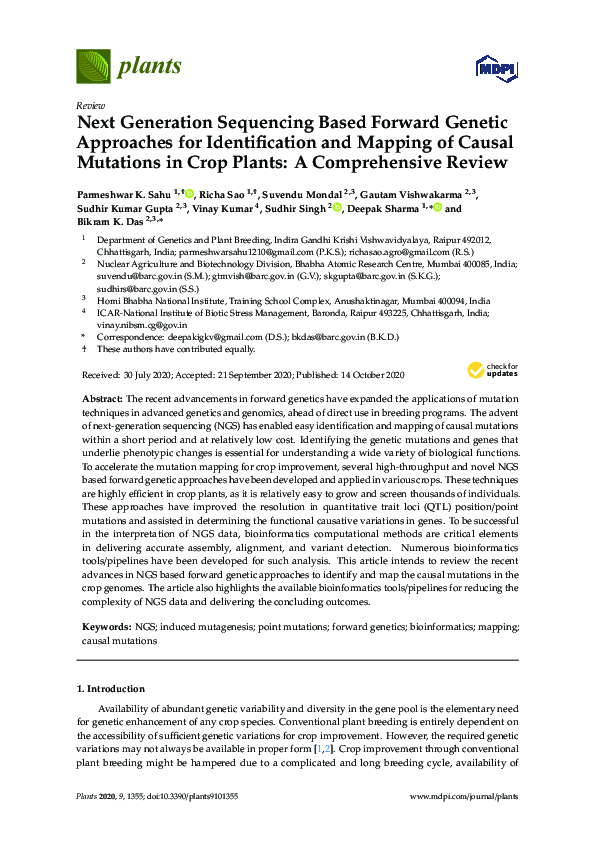 (PDF) Next Generation Sequencing Based Forward Genetic Approaches for ...