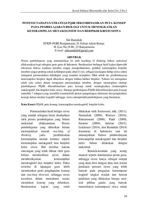 (PDF) Potensi Tahapan Strategi PQ4R Dikombinasikan Peta Konsep Pada ...