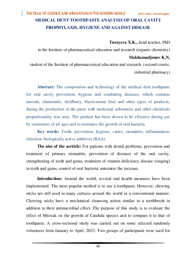 (PDF) MEDICAL DENT TOOTHPASTE ANALYSIS OF ORAL CAVITY PROPHYLAXIS ...
