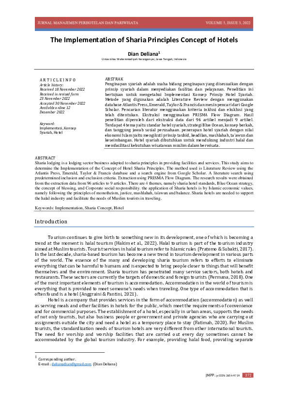 (PDF) The Implementation of Sharia Principles Concept of Hotels