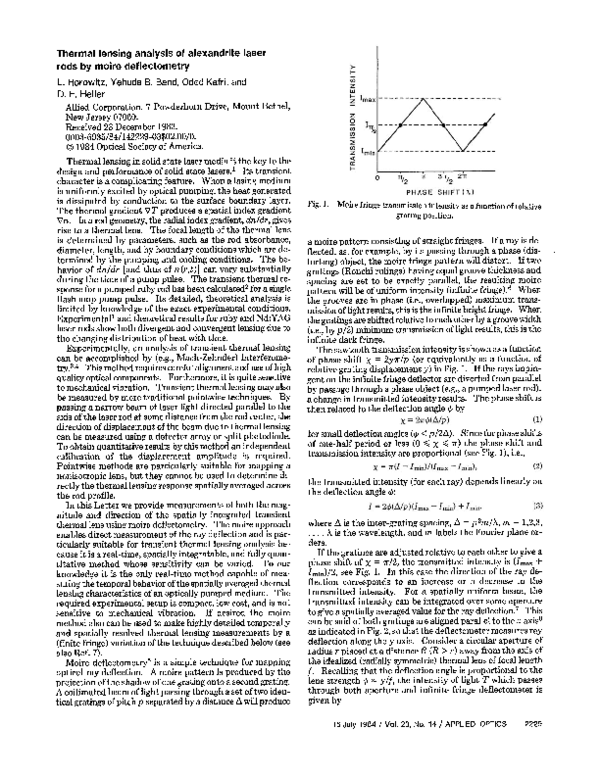 (PDF) Thermal lensing analysis of alexandrite laser rods by moire deflectometry