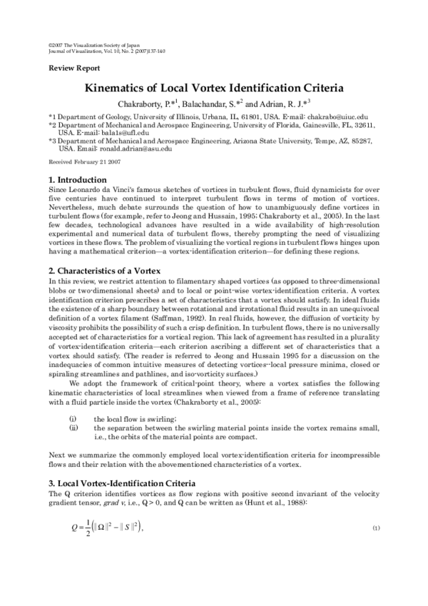 (PDF) Local Vortex Identification in Turbulent Flows