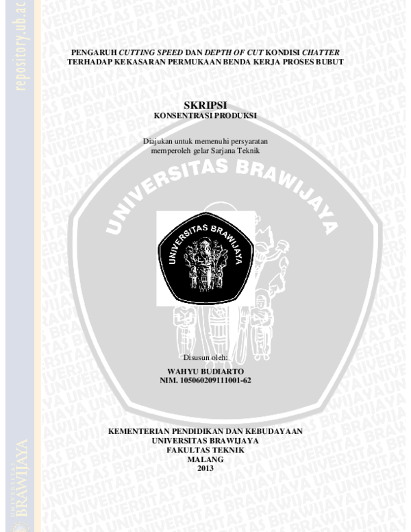 (PDF) Pengaruh Cutting Speed dan Depth of Cut Kondisi Chatter Terhadap ...