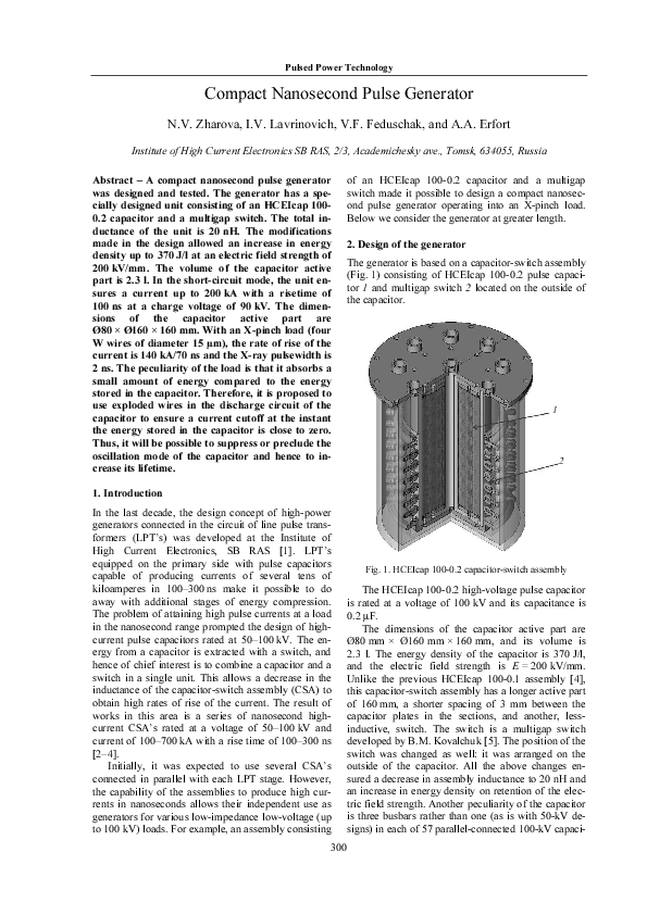 (PDF) A compact nanosecond pulse generator