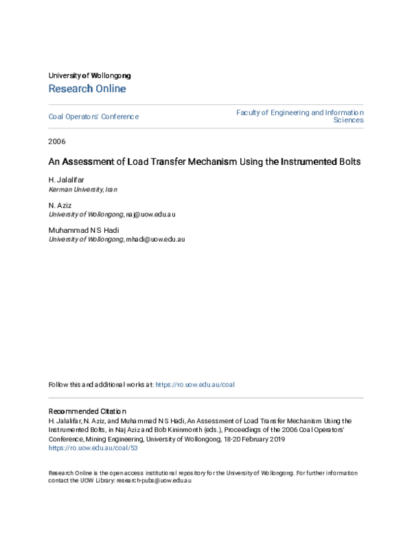 (PDF) An Assessment of Load Transfer Mechanism Using the Instrumented ...