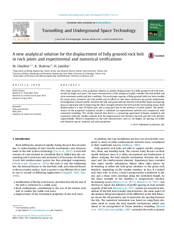 Pdf A New Analytical Solution For The Displacement Of Fully Grouted