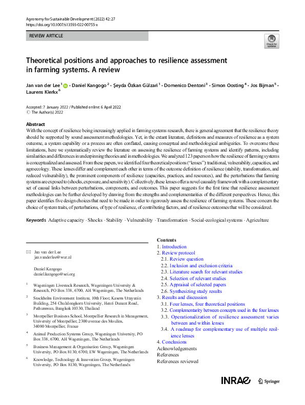 (PDF) Theoretical positions and approaches to resilience assessment in ...