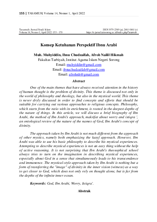 (PDF) Konsep Ketuhanan Perspektif Ibn Arabi