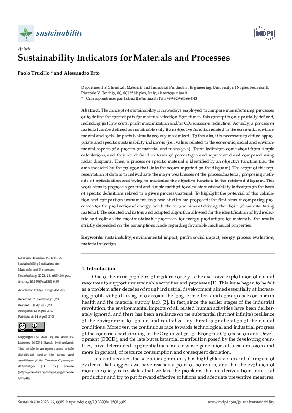 (PDF) Sustainability Indicators for Materials and Processes