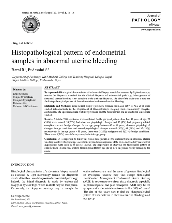 (PDF) Histopathological pattern of endometrial samples in abnormal ...