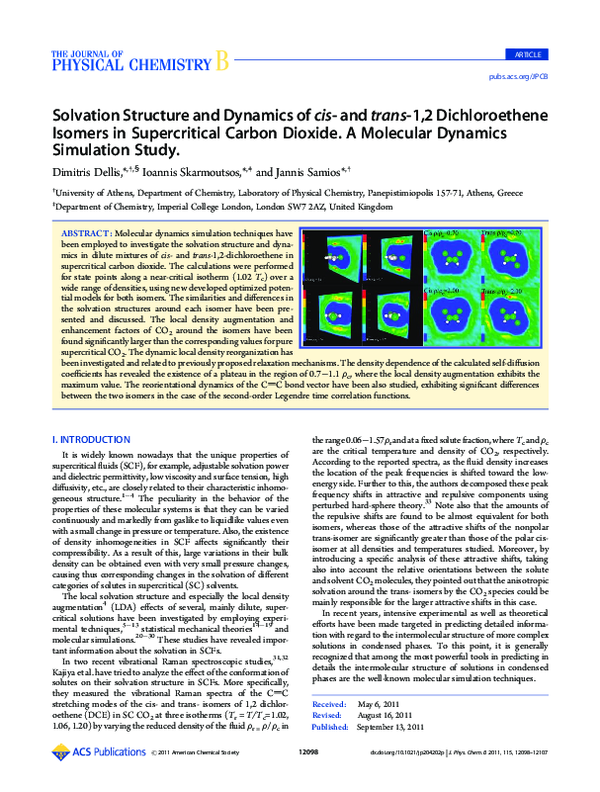 (PDF) Solvation Structure and Dynamics of cis- and trans-1,2 ...