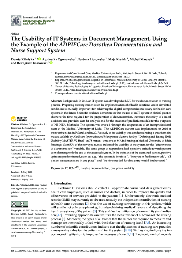 (PDF) The Usability of IT Systems in Document Management, using the Example of the ADPIECare ...