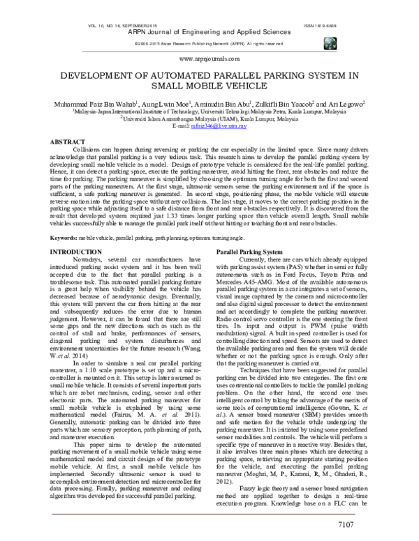(PDF) Development of automated parallel parking system in small mobile ...